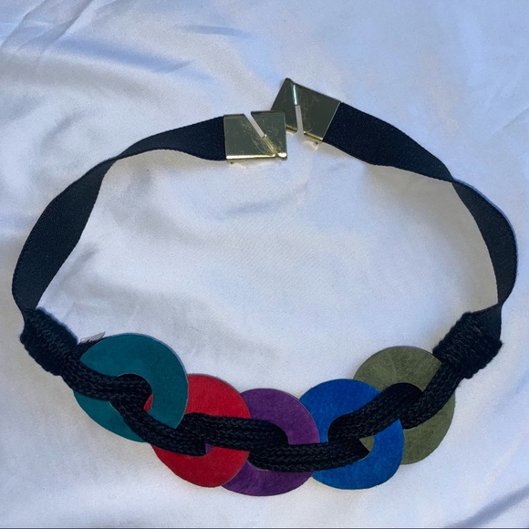 RHEA | Accessories | Rhea Belt Five Color Circle Patch Faux Suede Front ...